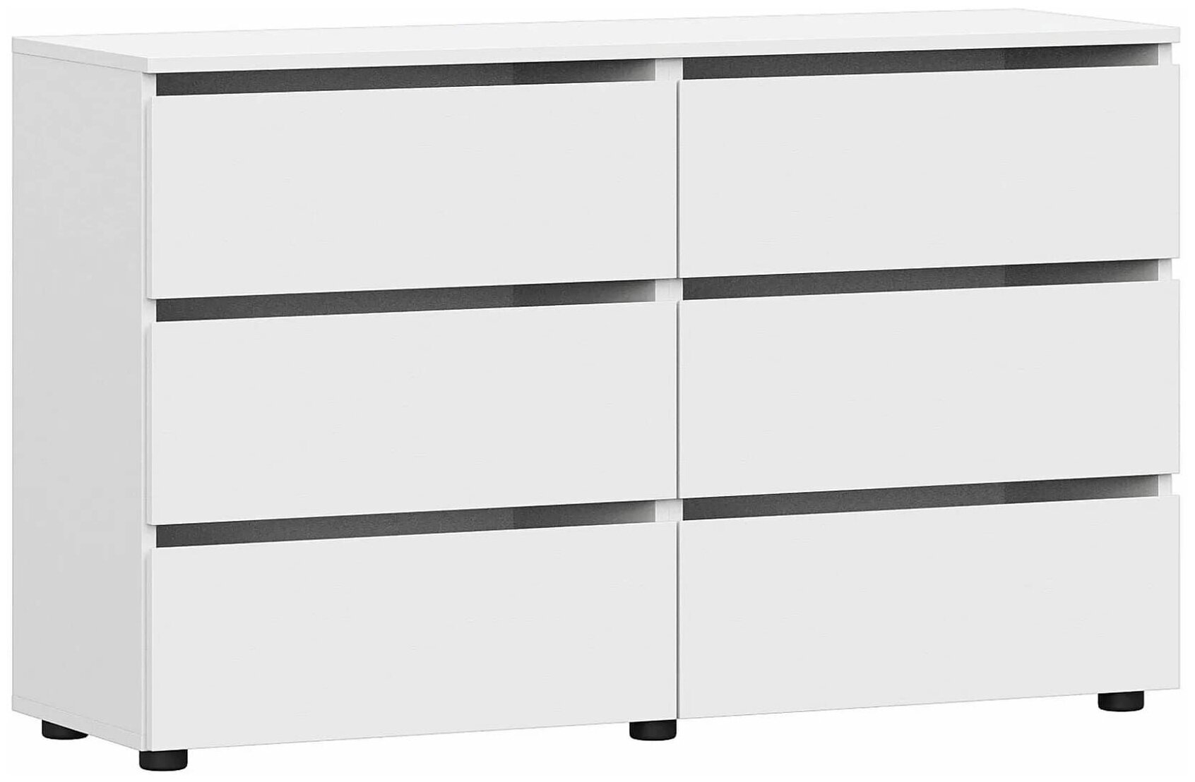 Комод Токио 6 ящ, белый текстур, 73х120х36, 6, роликов, 5кг, 37кг, Россия