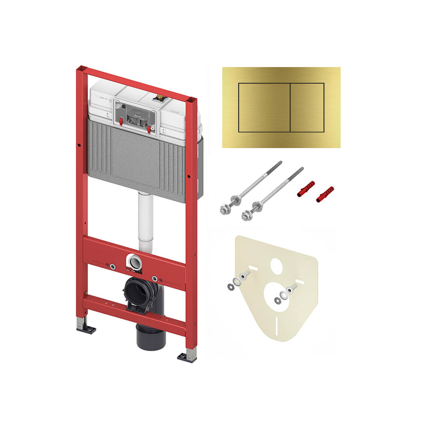 Комплект 9400430 TECEbase 2.0 с панелью смыва TECEnow брашированое золото