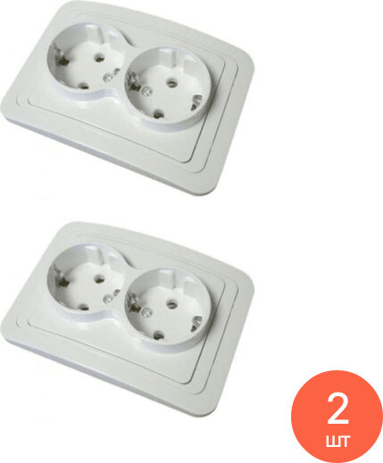 Розетка силовая штепсельная TDM Electric / ТДМ Электрик Валдай 2П СП 10А IP20, белая 2-местная SQ1804-0009 / электрооборудование (комплект из 2 шт)