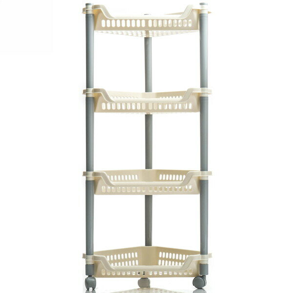 Этажерка напольная Полимербыт угловая 4-х секционная, на колесах, 38х30х82 см