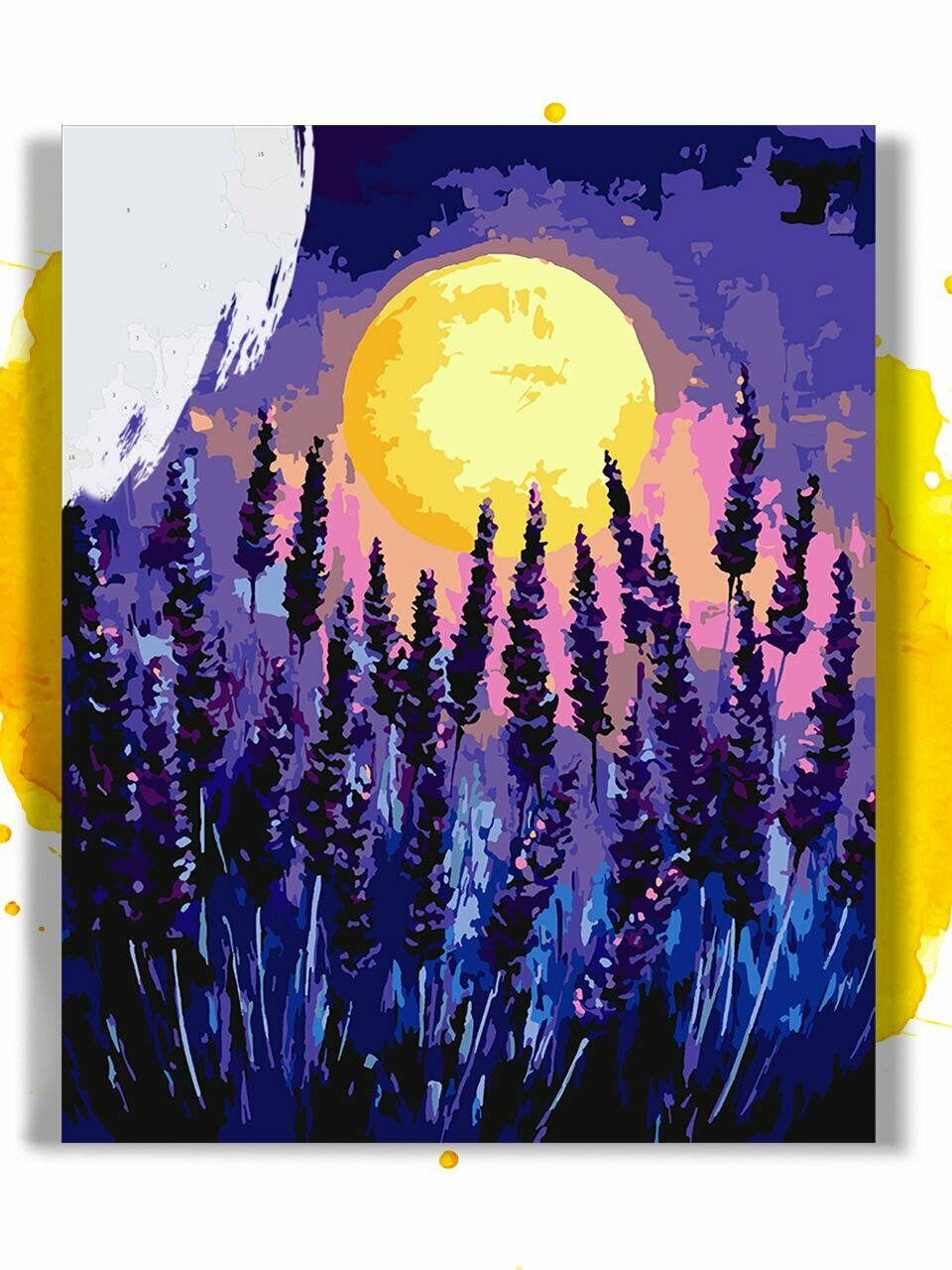 Картина по номерам на холсте Луна и лаванда, 40 х 50 см