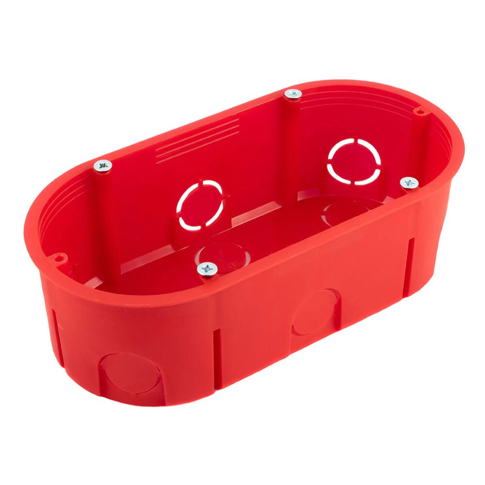 Установочная коробка "Промрукав" 80-0540С, двойная, овальная, цвет красный