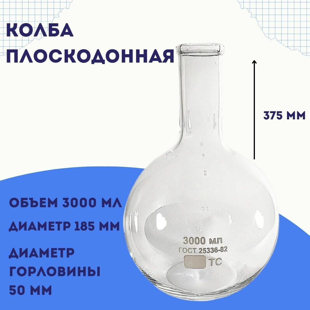Колба плоскодонная П-2-3000-50 объем 3000 м