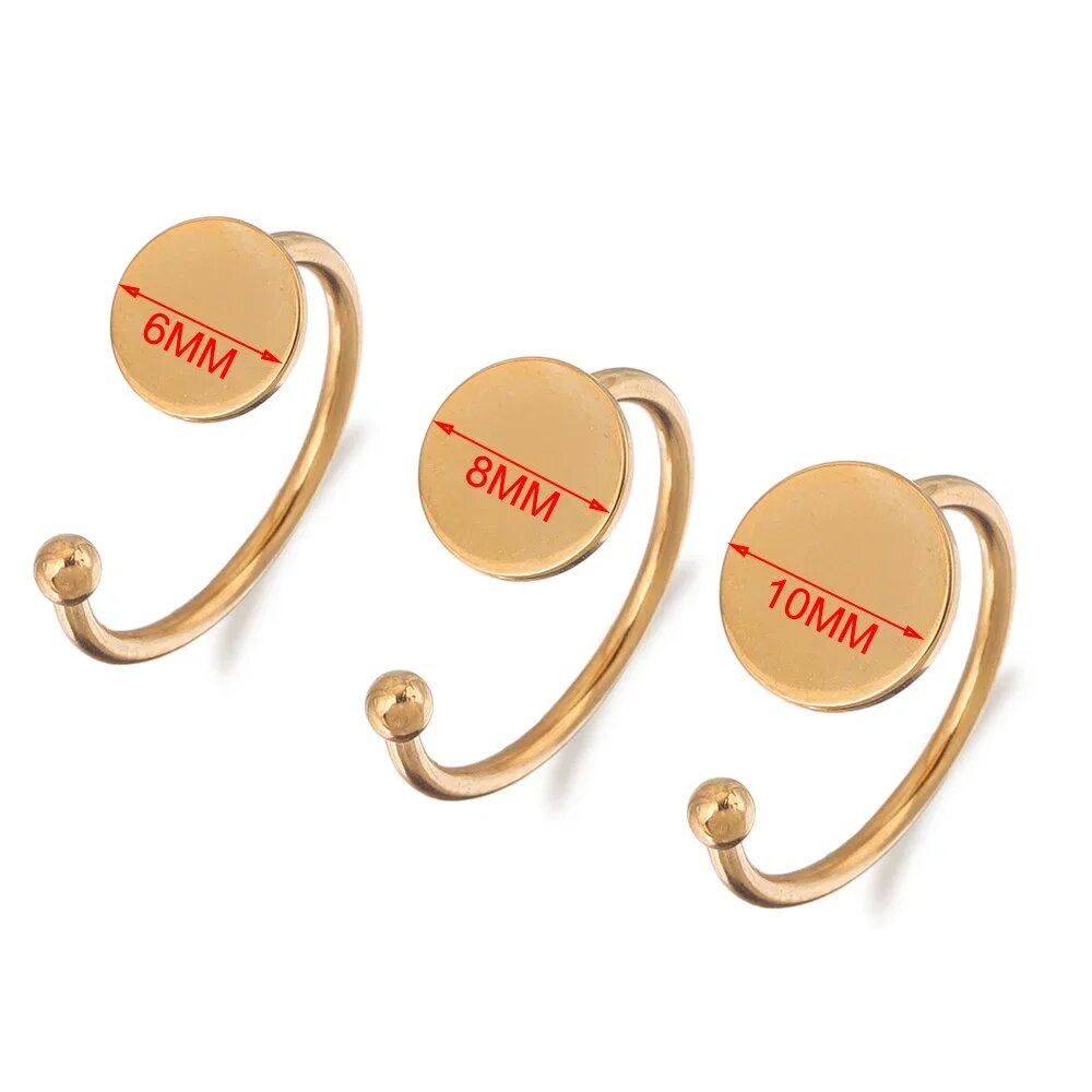 Регулируемые кольца из нержавеющей стали Alisaya 10 шт. Fit 10mm, Gold 2