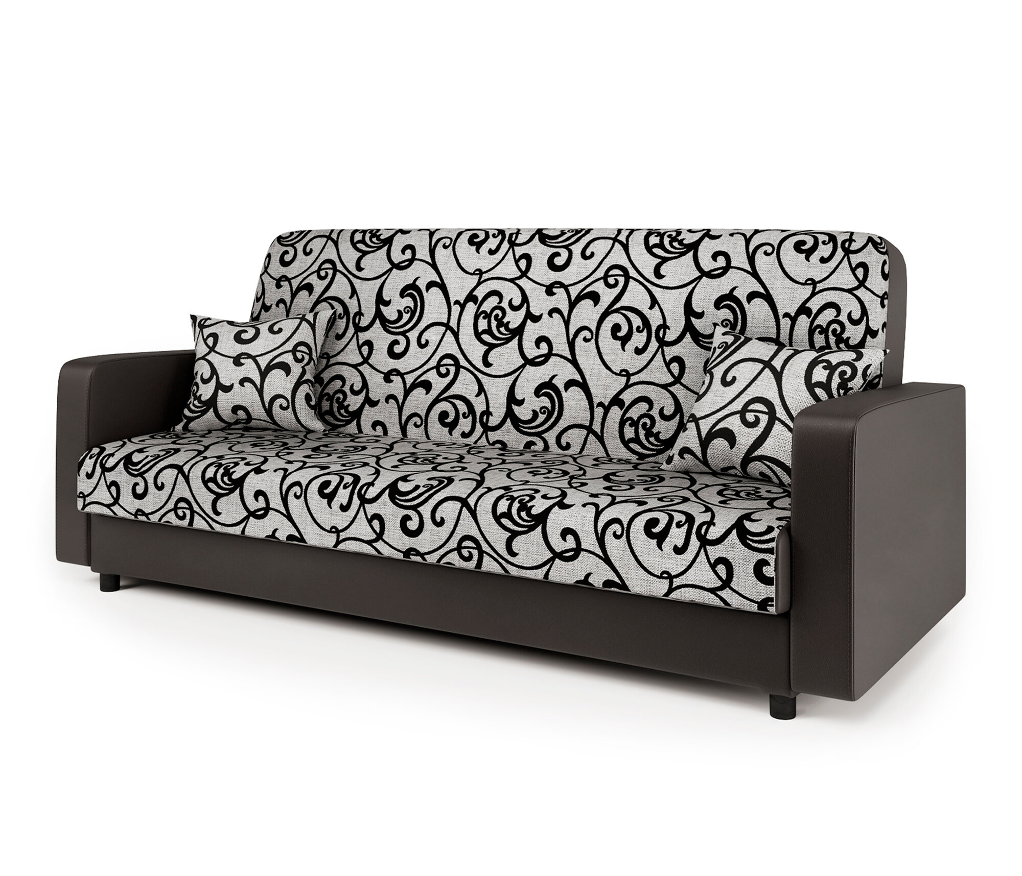 Диван-кровать Шарм-Дизайн Мелодия 120х190 см, диван раскладной, книжка, Мальта узор и экокожа шоколад