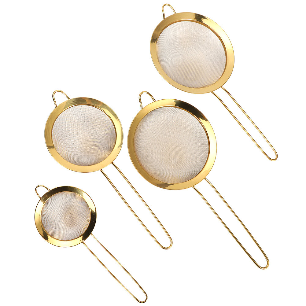 Фильтры из Нержавеющей Стали: Набор из 4 Штук с Тонкой Сеткой для Идеального Просеивания - Долговечный Комплект с Зеркальным Краем for Кухни Кондитера и Повара