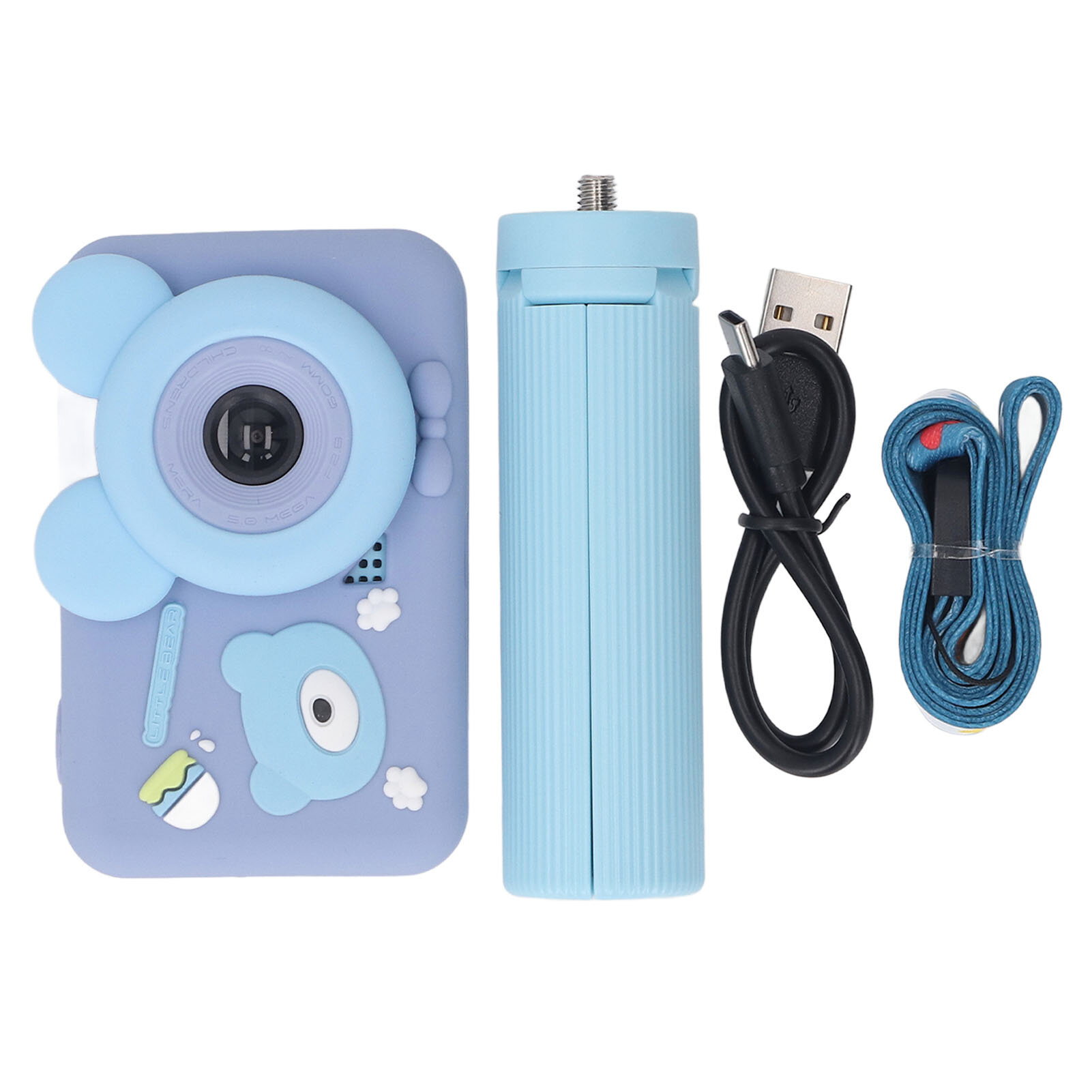 Цифровая камера 48MP 1080P с двумя объективами для селфи-видеоблогов, устойчивая к сотрясениям портативная камера со штативом для детей, подростков, мальчиков и девочек, небесно-голубой цвет