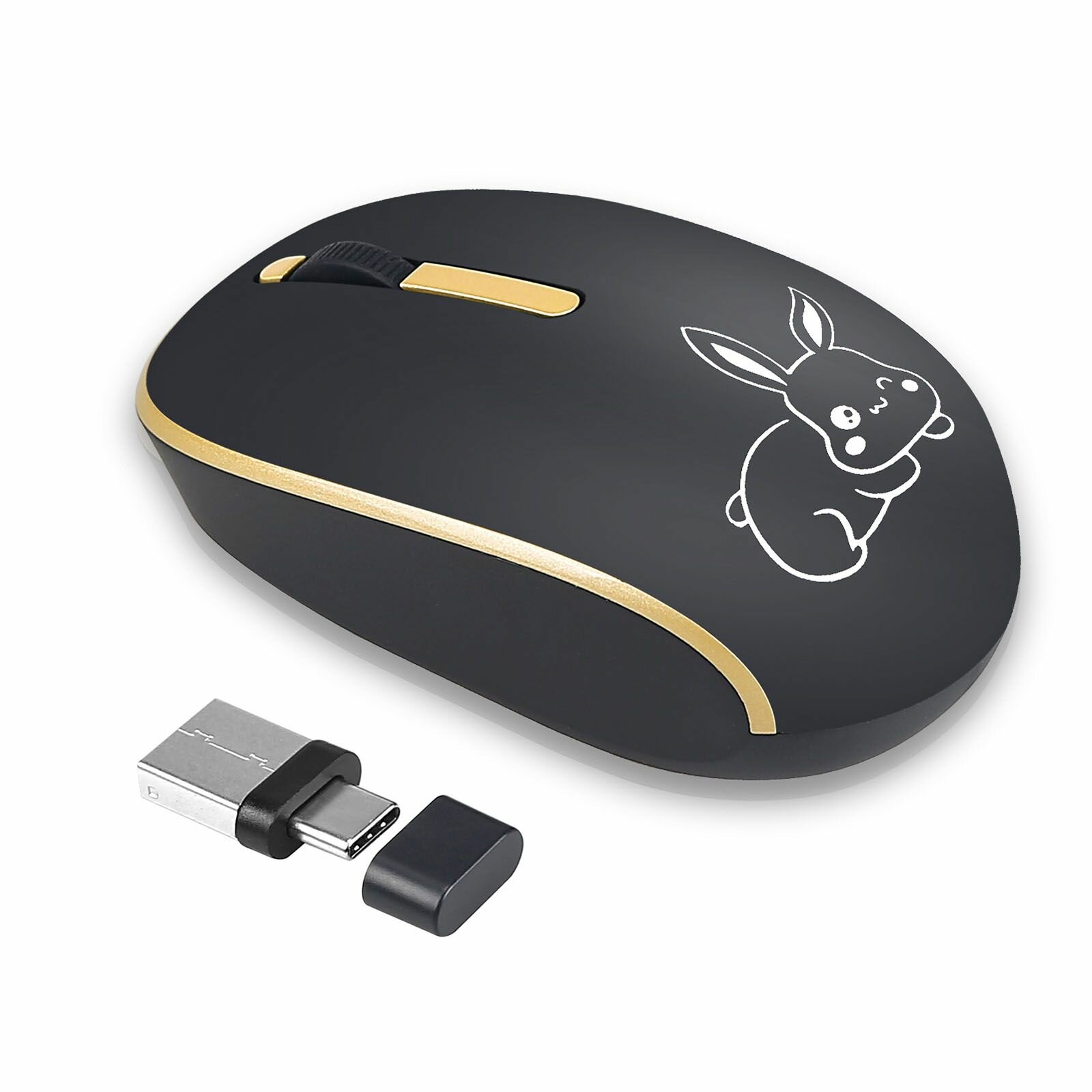 Беспроводная игровая мышь Type c с двойным USB-приемником, отключающая звук, трансграничная игровая мышь для бизнеса