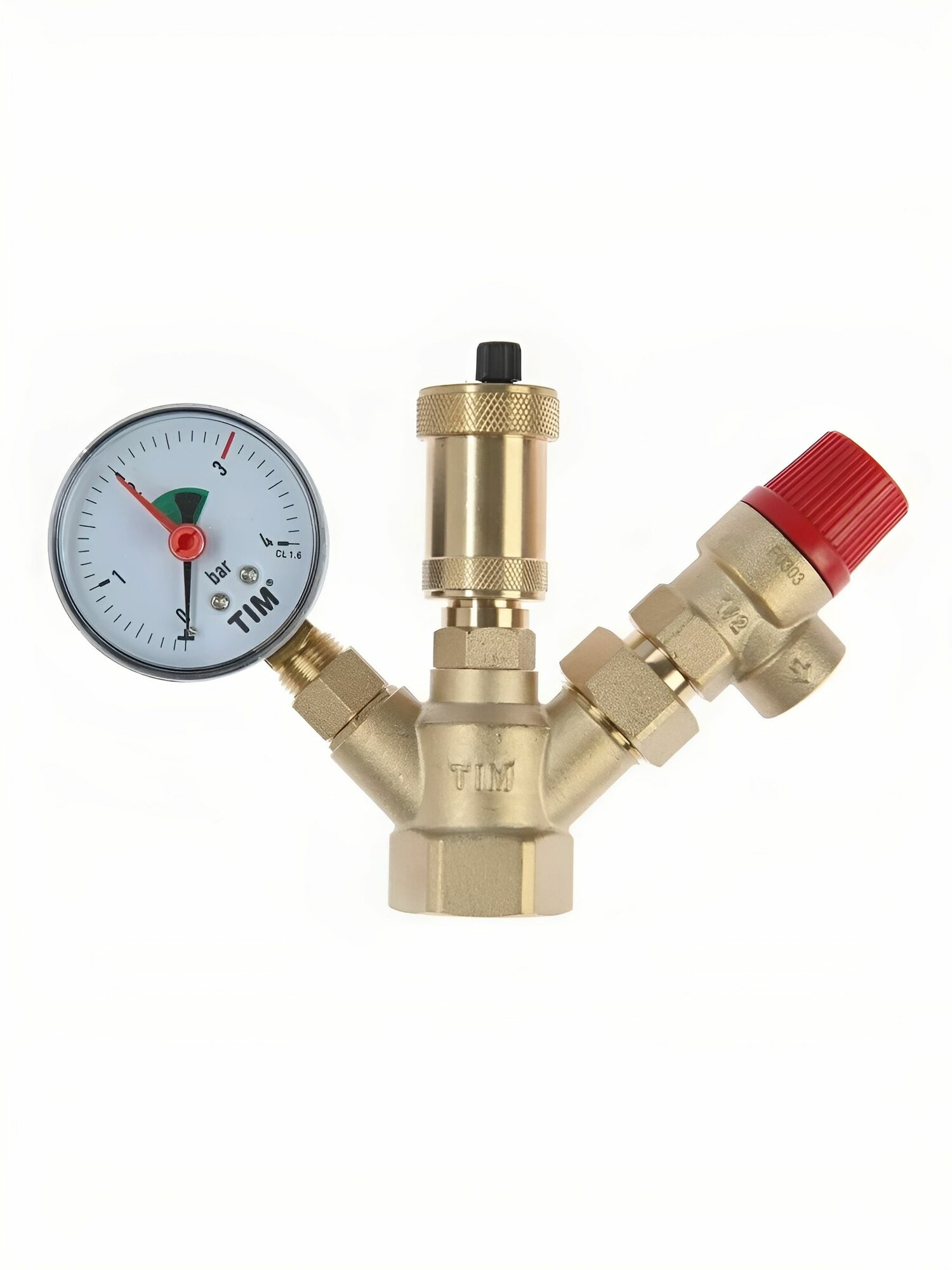 Группа безопасности 1" ВР MINI 3 бар JH1024-3 TIM автоматический воздухоотводчик, манометр, предохранительный клапан