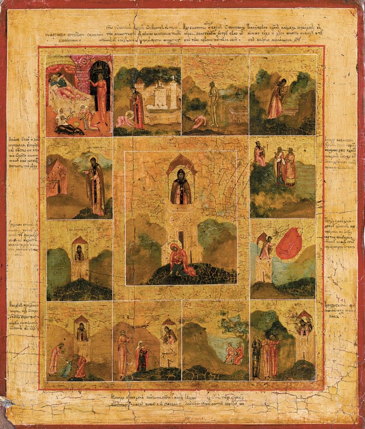 Симеон Столпник святой преподобный Антиохийский. Деревянная икона на левкасе (40 см)