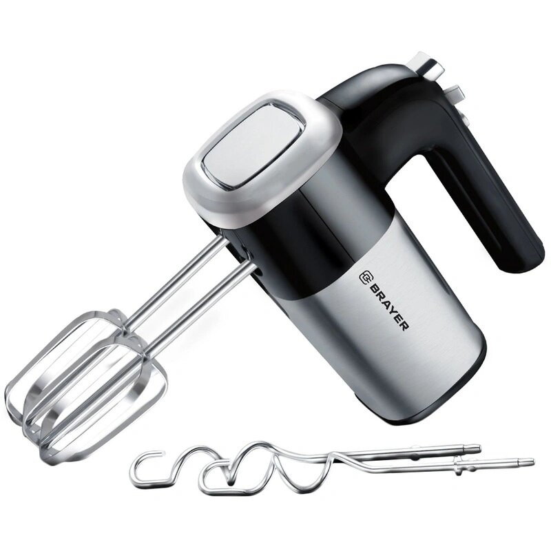 Миксер BRAYER BR1302, 800 Вт, 5 скор. реж, турбо, насад. Венчики