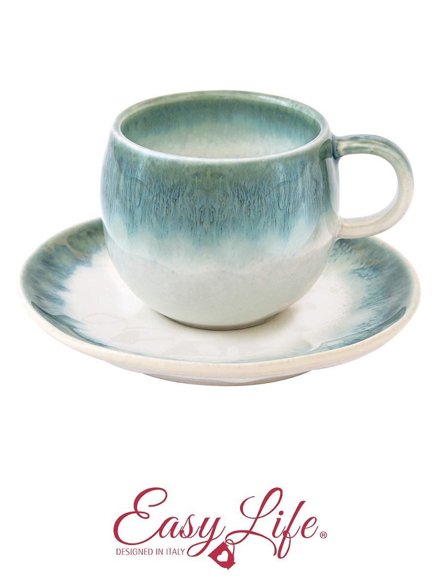 Чайная пара Easy Life Nuances, фарфоровая, цвет голубой, 120 мл