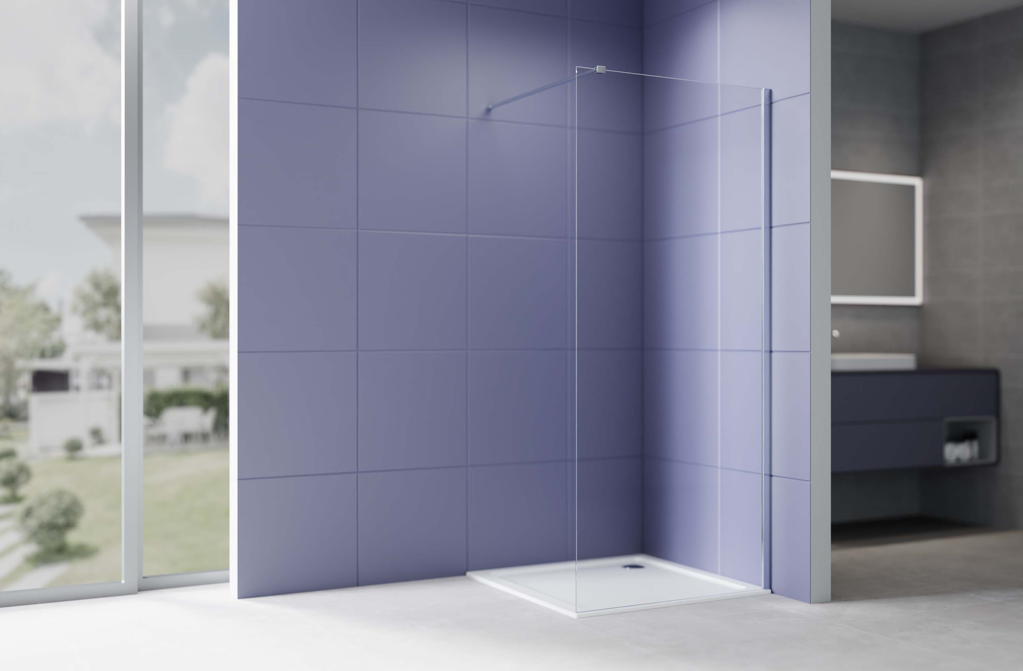 Душевая перегородка с держателем AQUATEK Walk in 1000x2000 AQ. WI.100.1CH хром/стекло прозрачное