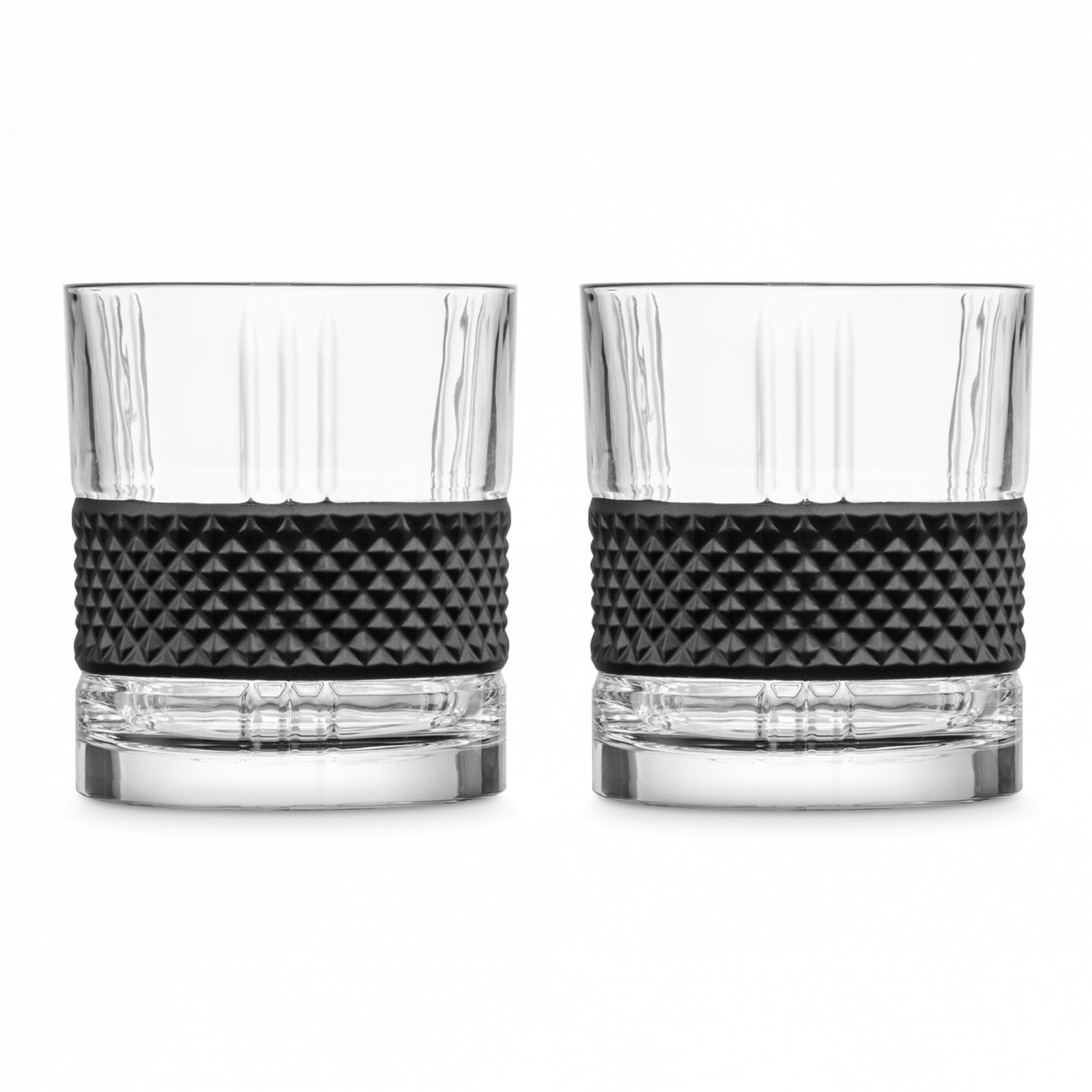 Набор из 2-х стаканов для виски, 330 мл, декор - черный, хрустальное стекло 78854417 Glen