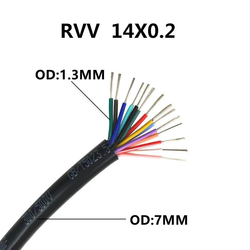 Провод RVV SAKESI 2 метра 10/12/14/16/20/24 жил 14cores 24AWG 0.2MM