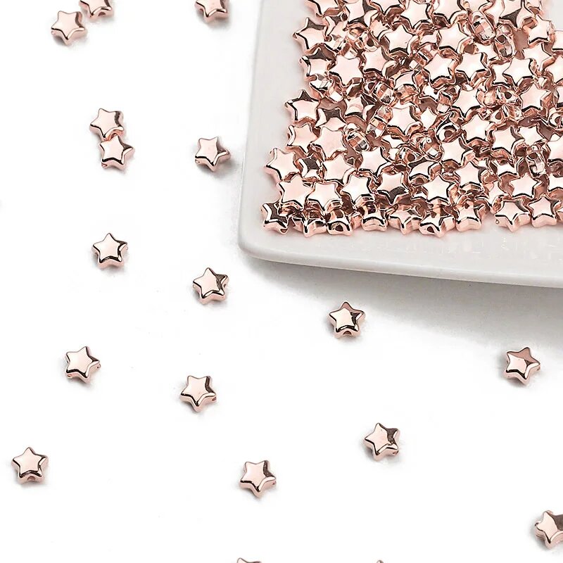 CCB бусины Звездочка 6 мм, золото/серебро, ZHBES 400pcs, Rose Gold