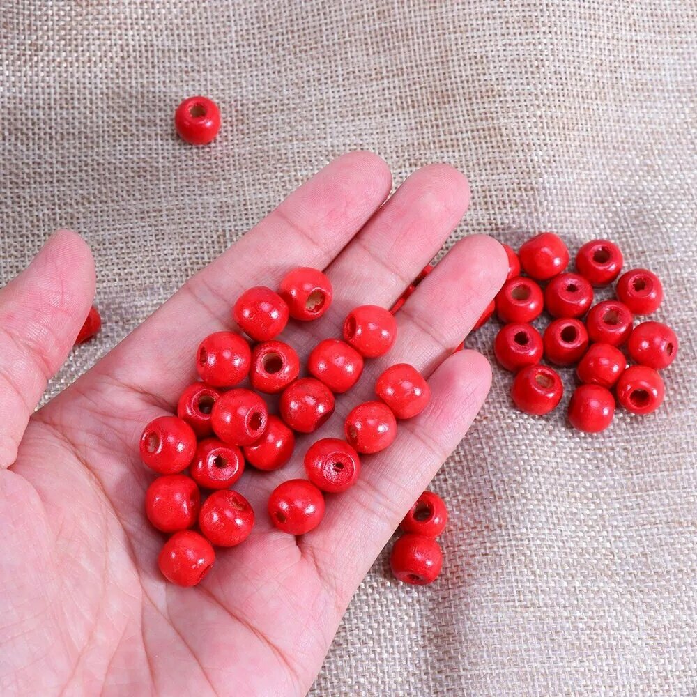 Деревянные Бусины Для Рукоделия Из Естественного Красного Дерева 100 Штук