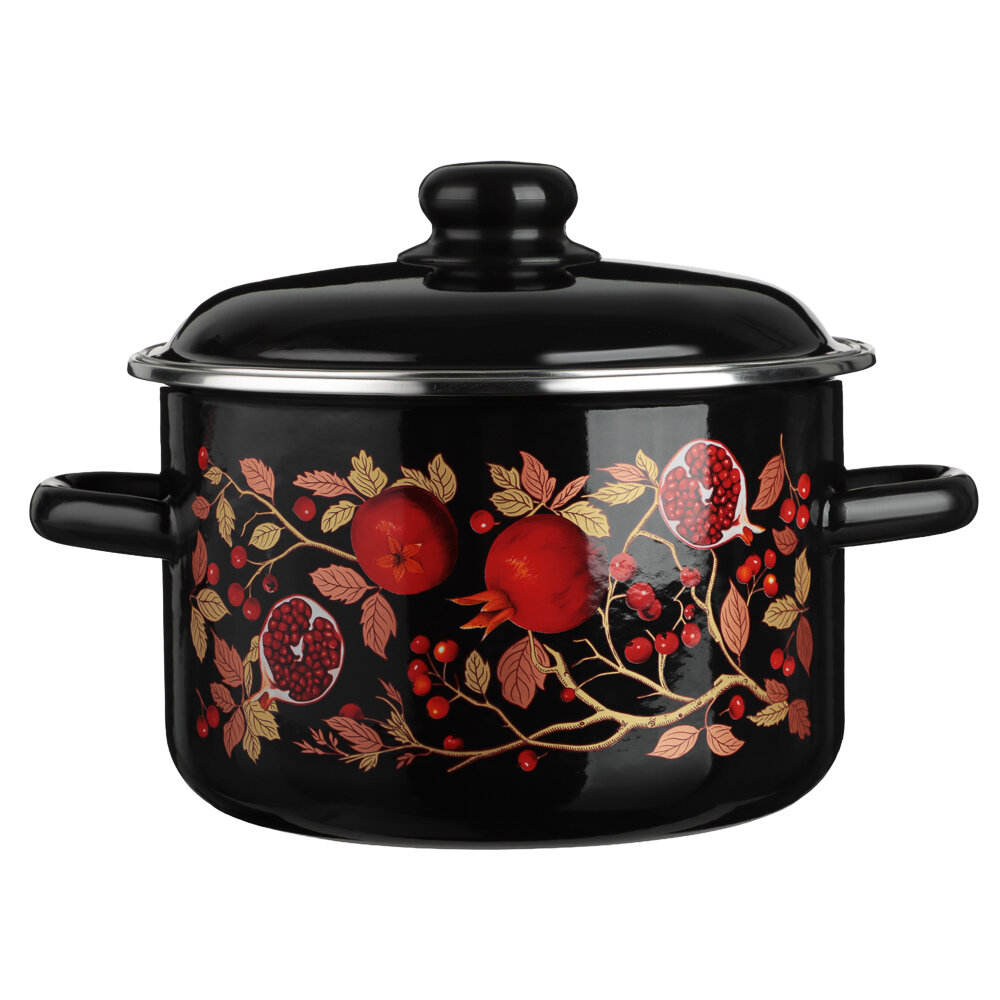 Кастрюля с крышкой эмалированная 4 литра, 22 см, для индукции