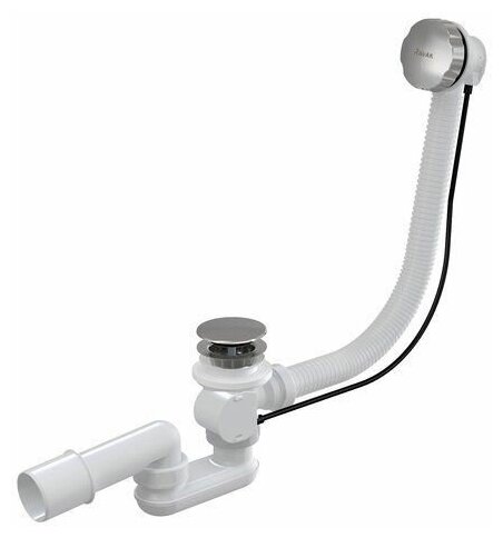 Сифон (сточный комплект) для ванны Ravak с переливом, 800мм, круглый, управление тросиком (полуавтомат) X01318