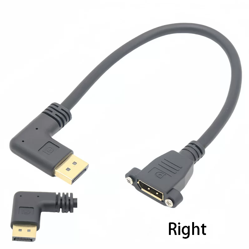 Угловой удлинительный кабель-адаптер DisplayPort для крепления на панель под углом 90 градусов, угловой DP 1,2 В, разъем «папа-мама», винтовой 2 кГц при 144 Гц