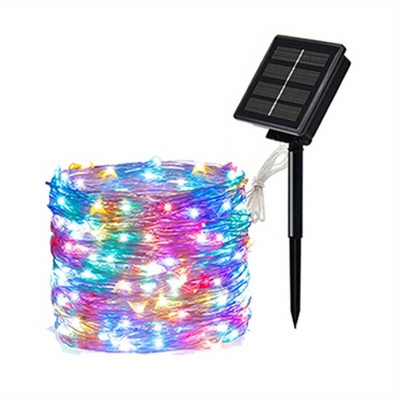 Гирлянда светодиодная на солнечных батареях с медным проводом 200 LED, 22 м, 8 режимов, гибкая, теплый/холодный белый/многоцветный свет, для дома и улицы