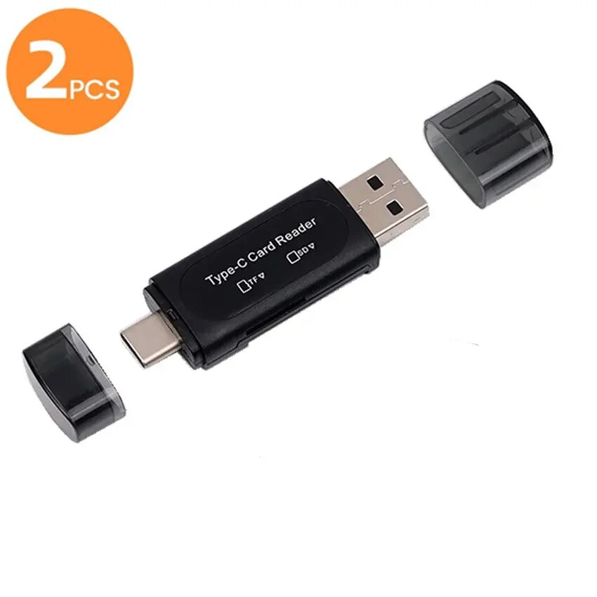 USB Type-C Кардридер 4-в-1 черный Черный, 2PCS Black