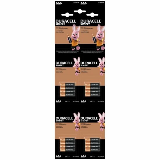 Элемент питания Duracell Simply LR03 AAA бл 16 (4х4 HDBC)