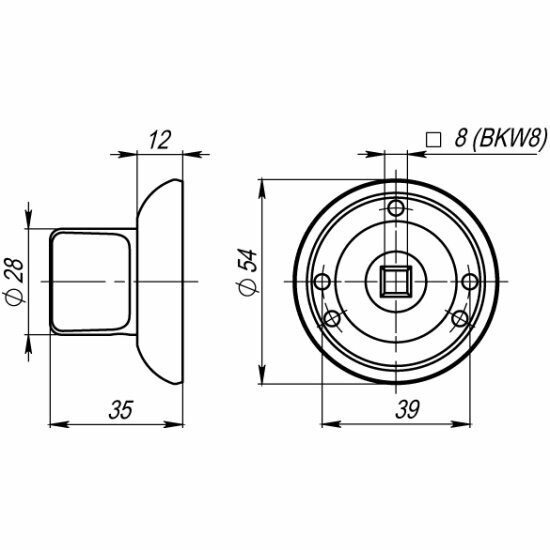 Ручка поворотная Armadillo BKW8. R. LD54 (WC-BOLT BKW8-1) SG/GP-4 матовое золото/золото