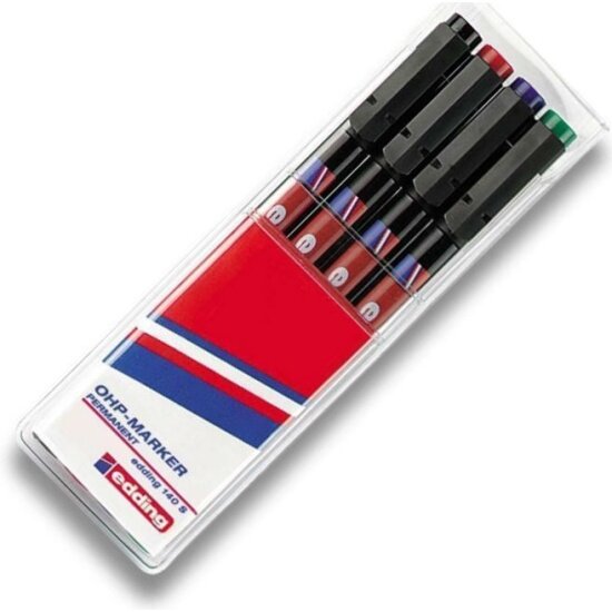 Маркер для глянц. поверх. Edding E-140 S/4 (0,3мм) набор 4цв.