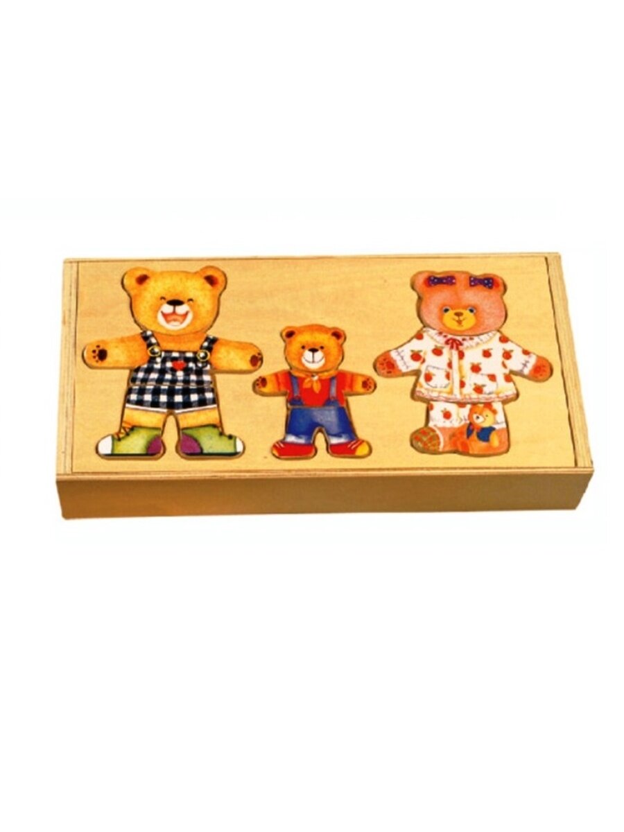 Развивающая деревянная игра-пазл " 3 мишки" арт. A79654-W1335-R