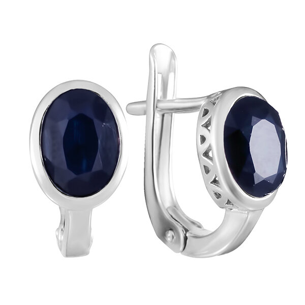 Серьги, серебро, 925 проба, сапфир