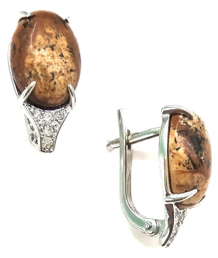 Серьги, серебро, 925 проба, фианит