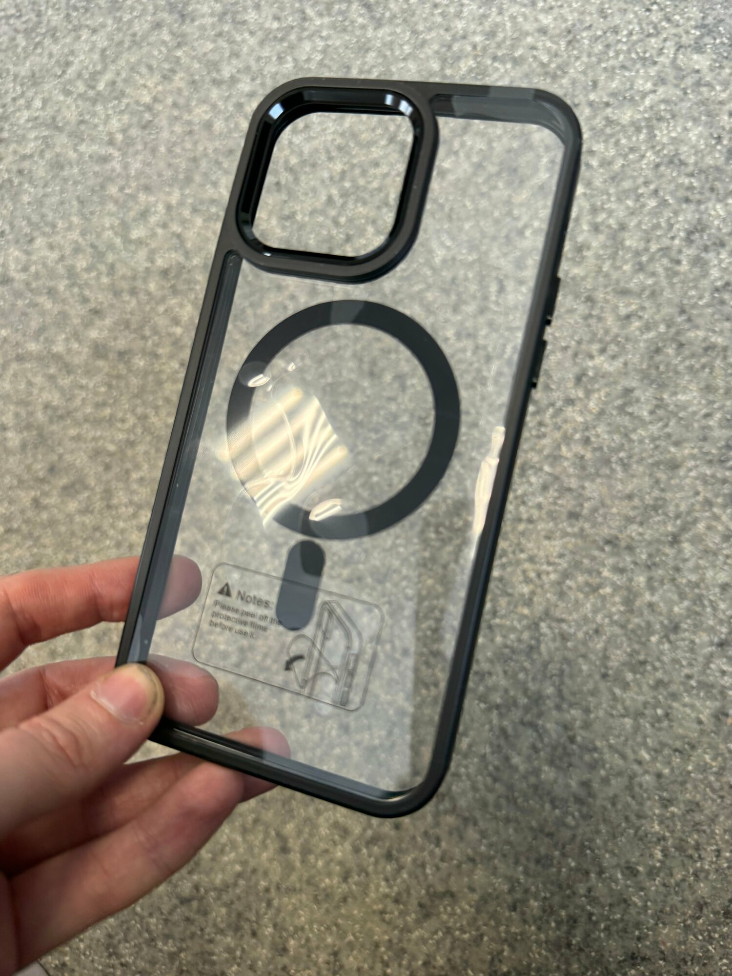 Чехол панель накладка бампер MyPads Esac для iPhone 13 Pro Max тонкая пластиковая крышка прозрачная полная окантовка с Macsafe черный MyPads