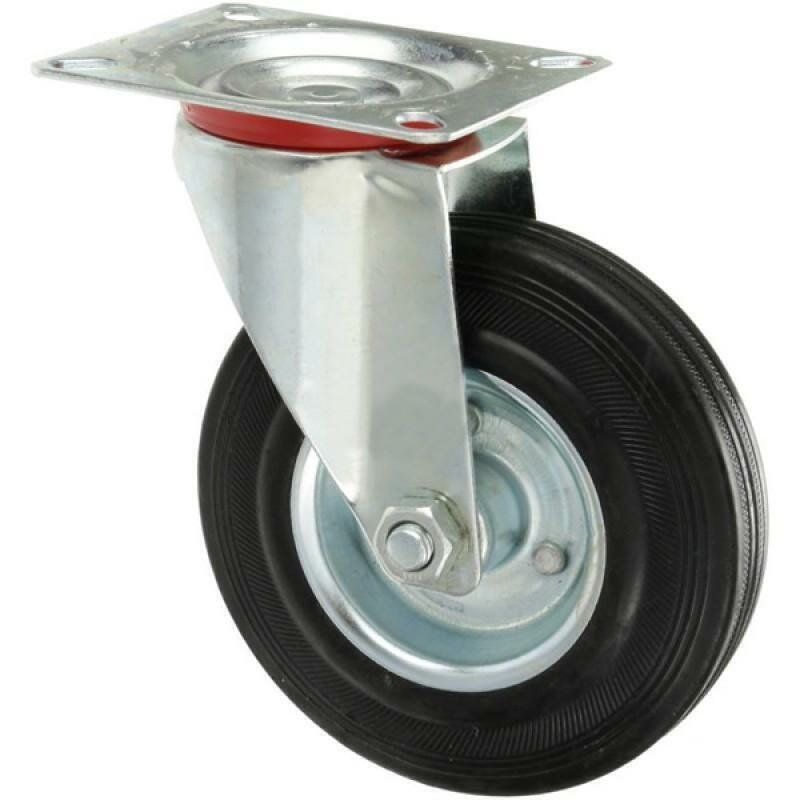 Колеса для тележек викарт 200 мм поворотное, черная резина