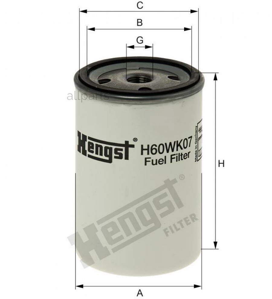 HENGST FILTER H60WK07 фильтр топливный!\ Atlas, Deutz, Volvo