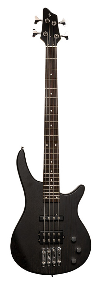 STAGG SBF-40 BLK 3/4 - бас-гитара, размер 3/4, 24 лада, корпус: ясень, гриф: клён, на болтах, накладка: палисандр, звукосниматели: 1x JB, 1x MM, регулировки: 2х громкость, 1х тон, цвет: чёрный