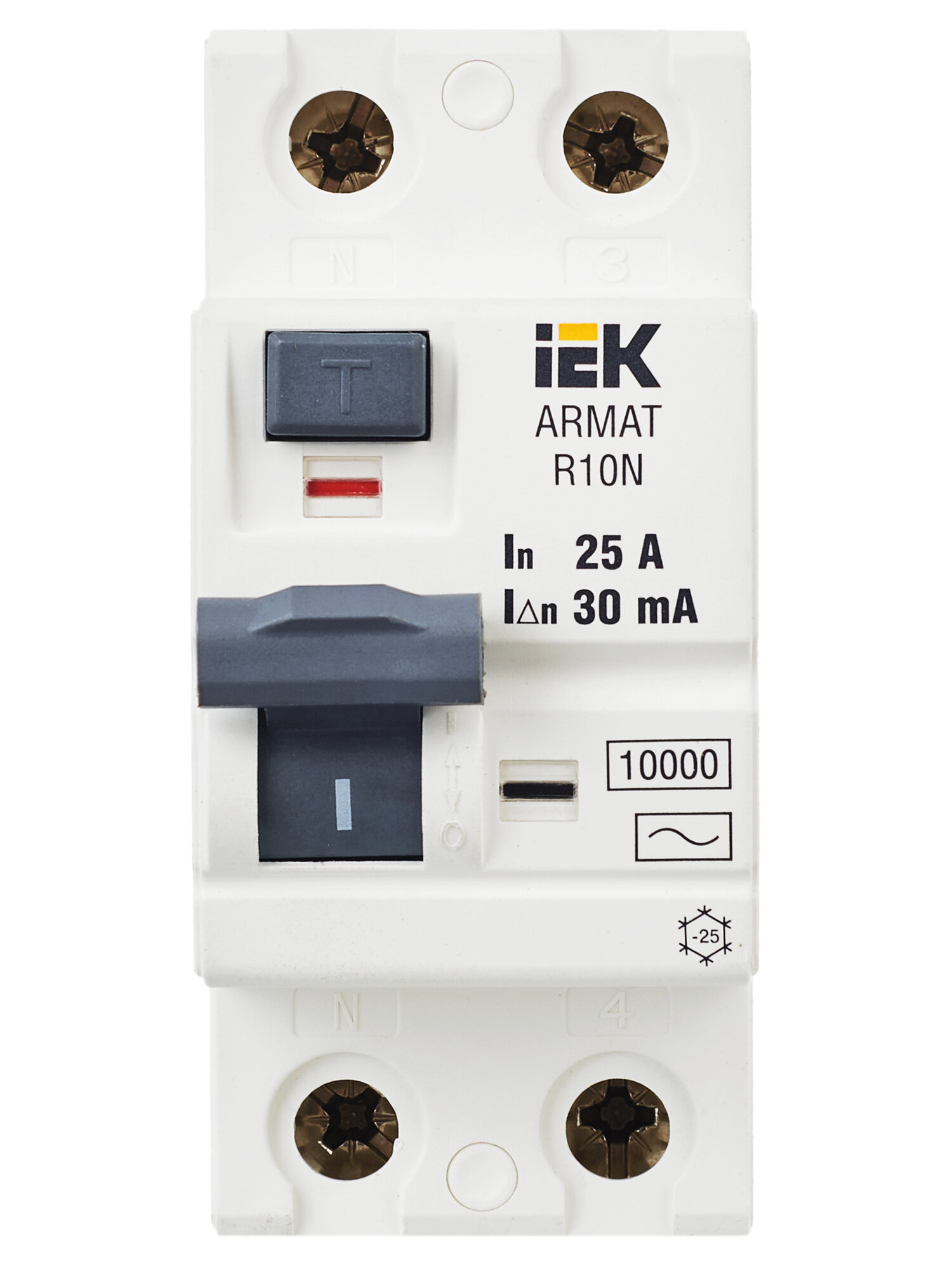 Выключатель дифференциального тока (УЗО) 2п 25А 30мА тип AC ВДТ R10N ARMAT AR-R10N-2-025C030 IEK