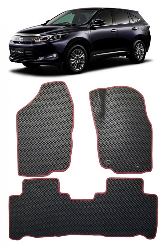 Ева коврики Toyota Harrier III (XU60) правый руль 2013 - 2017/ Ева ЭВА сота/ цвет Черный c черной окантовкой / EVA Smart / коврики в салон автомобиля Тойота