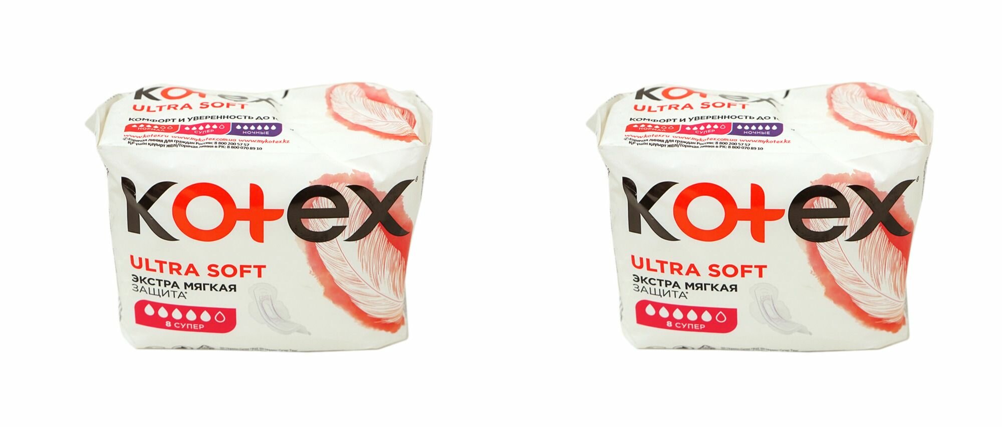 Kotex прокладки гигиенические, Ultra Soft Супер, 8 шт - 2 упаковки