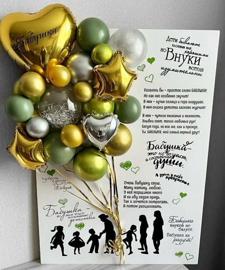 Открытка с шарами "Бабушка - не возраст, а состояние души"
