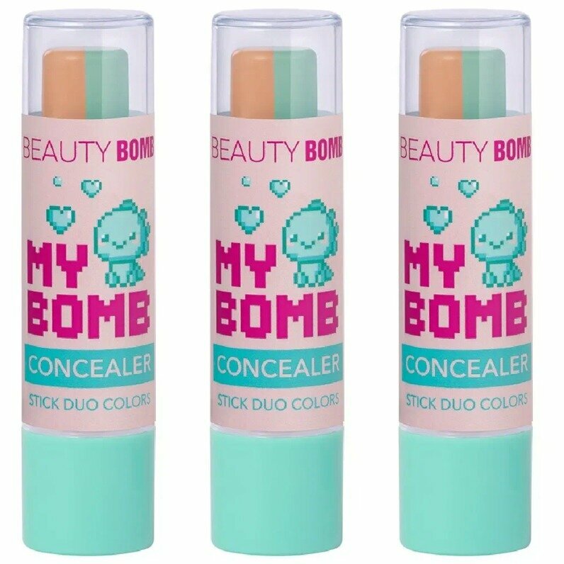 Консилер стик Beauty Bomb двухцветный Bomb concealer тон 01, 3,8г, 3 шт