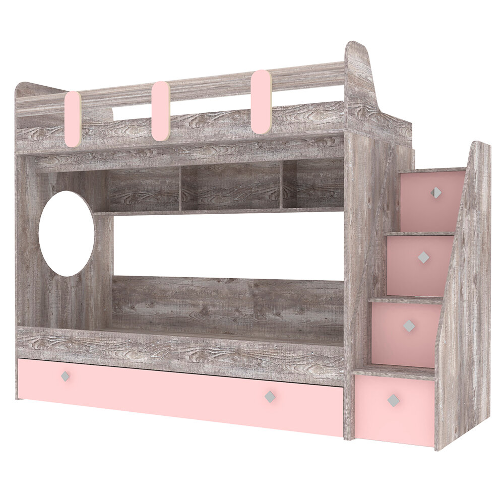 Кровать двухъярусная Фортуна-3 Бетон Розовый