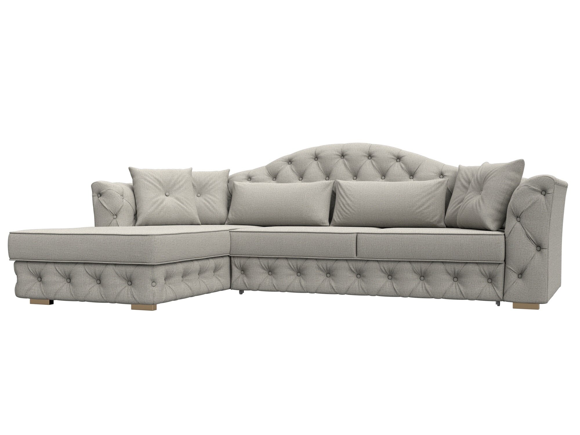 Диван угловой Артис левый угол, рогожка, механизм дельфин, Амур бежевый, 250x181x97см. Хит Диванов