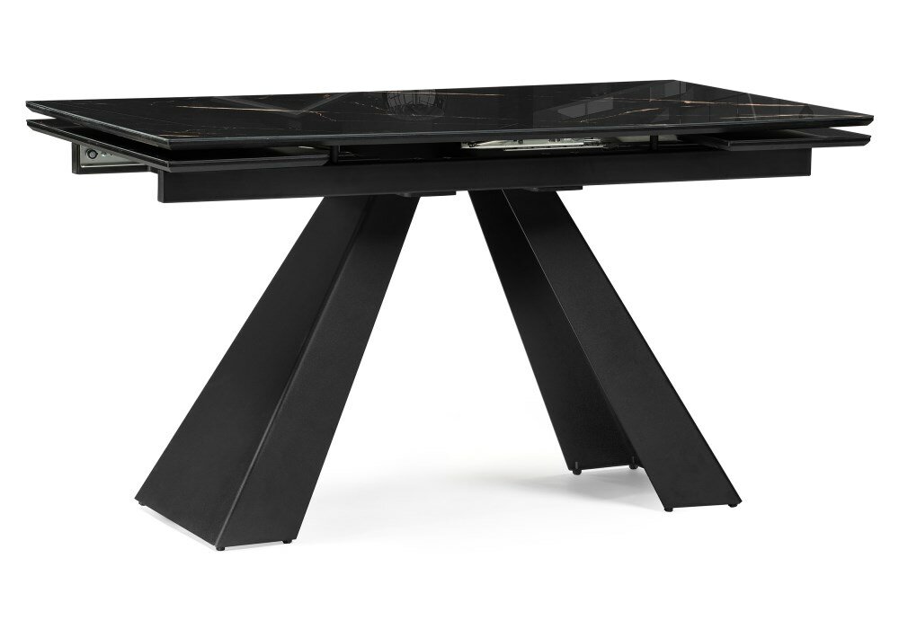 Стол стеклянный Woodville Стеклянный стол Торвальд 140(200)х80х77 обсидиан / черный