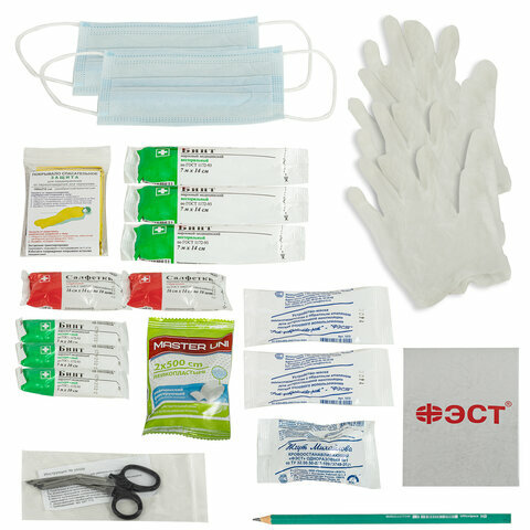 2 шт. Аптечка первой помощи автомобильная, по приказу № 260н, ФЭСТ, тканевая сумка, 3737