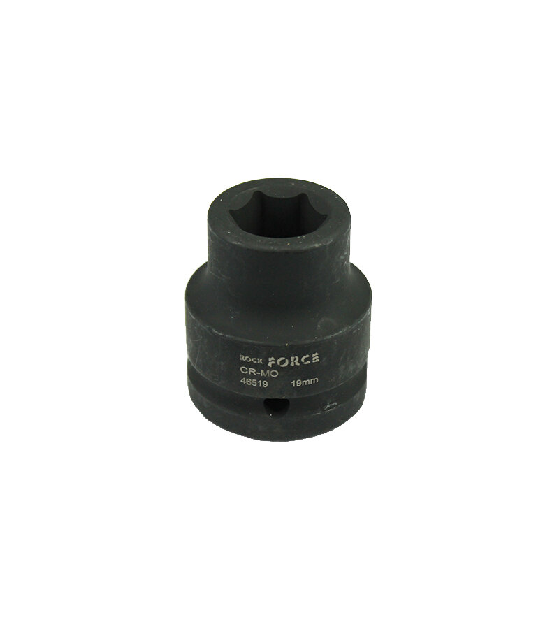 Торцевая ударная головка ROCKFORCE, 3/4", 19мм, CrMo, шестигранная, хромомолибден