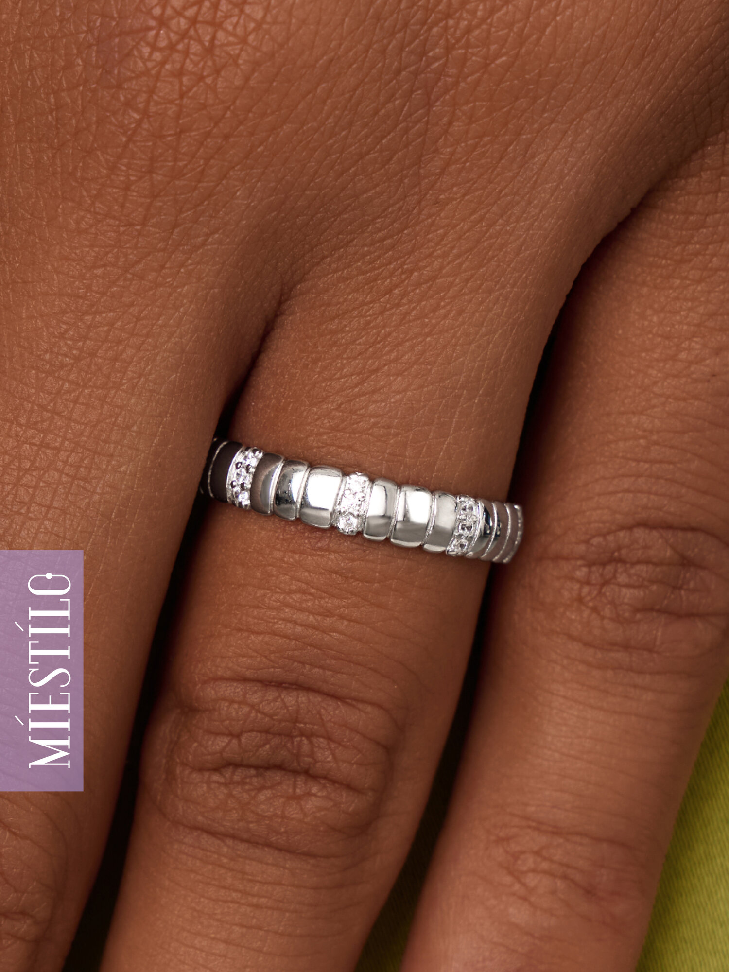 Кольцо дорожка, серебро, 925 проба, родирование, фианит