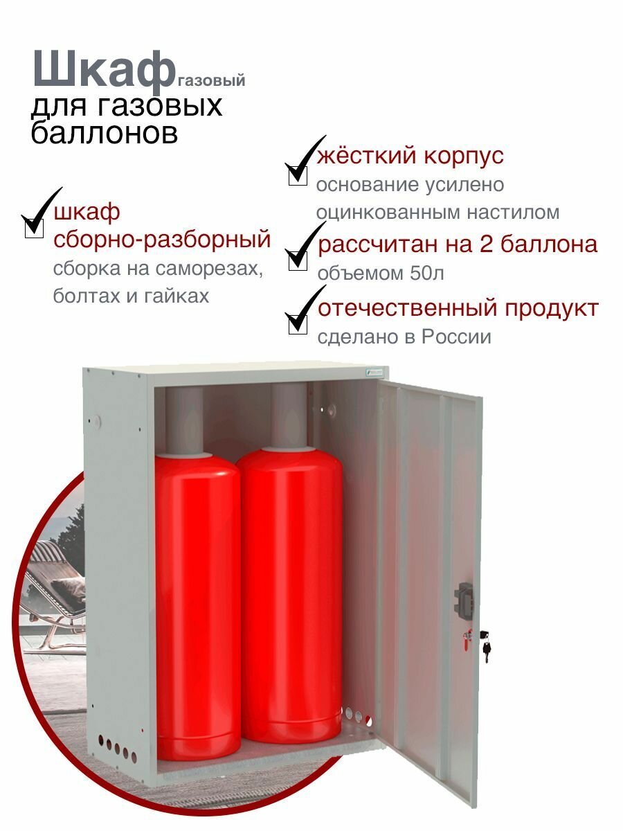 Шкаф для газовых баллонов Металл Завод ШГР 50-2, металлический, 2 баллона по 50 литров
