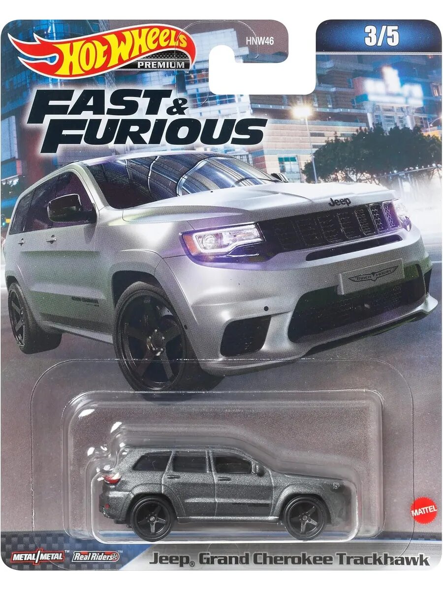 Коллекционная Premium машинка Hot Wheels Jeep Grand Cherokee Trackhawk Matt Gray (коллекция Fast & Furious 2023, 3/5 mix 1)