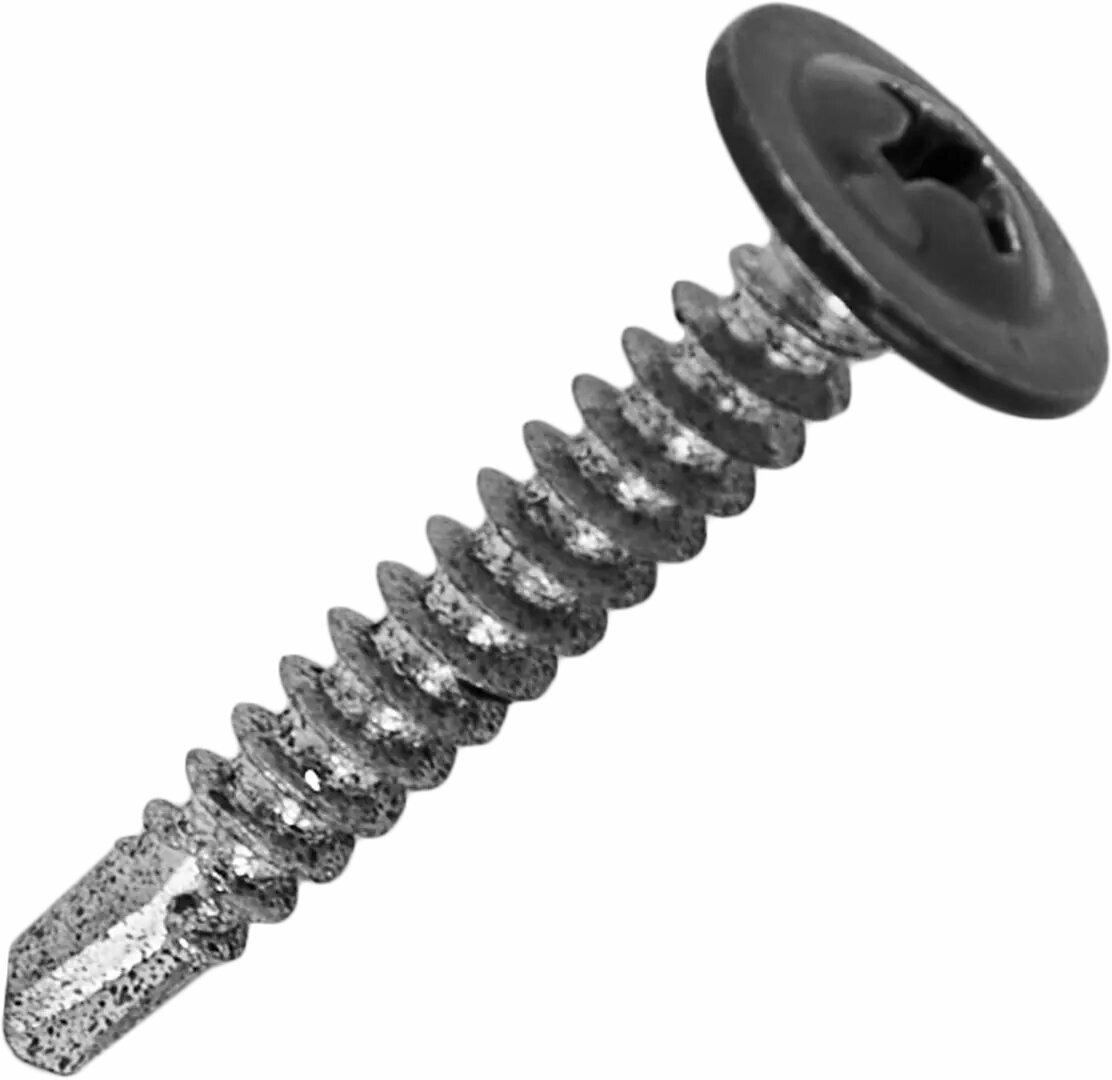 Саморезы по металлу с пресс-шайбой со сверлом оцинкованные RAL 7024 4.2x25 20 шт.